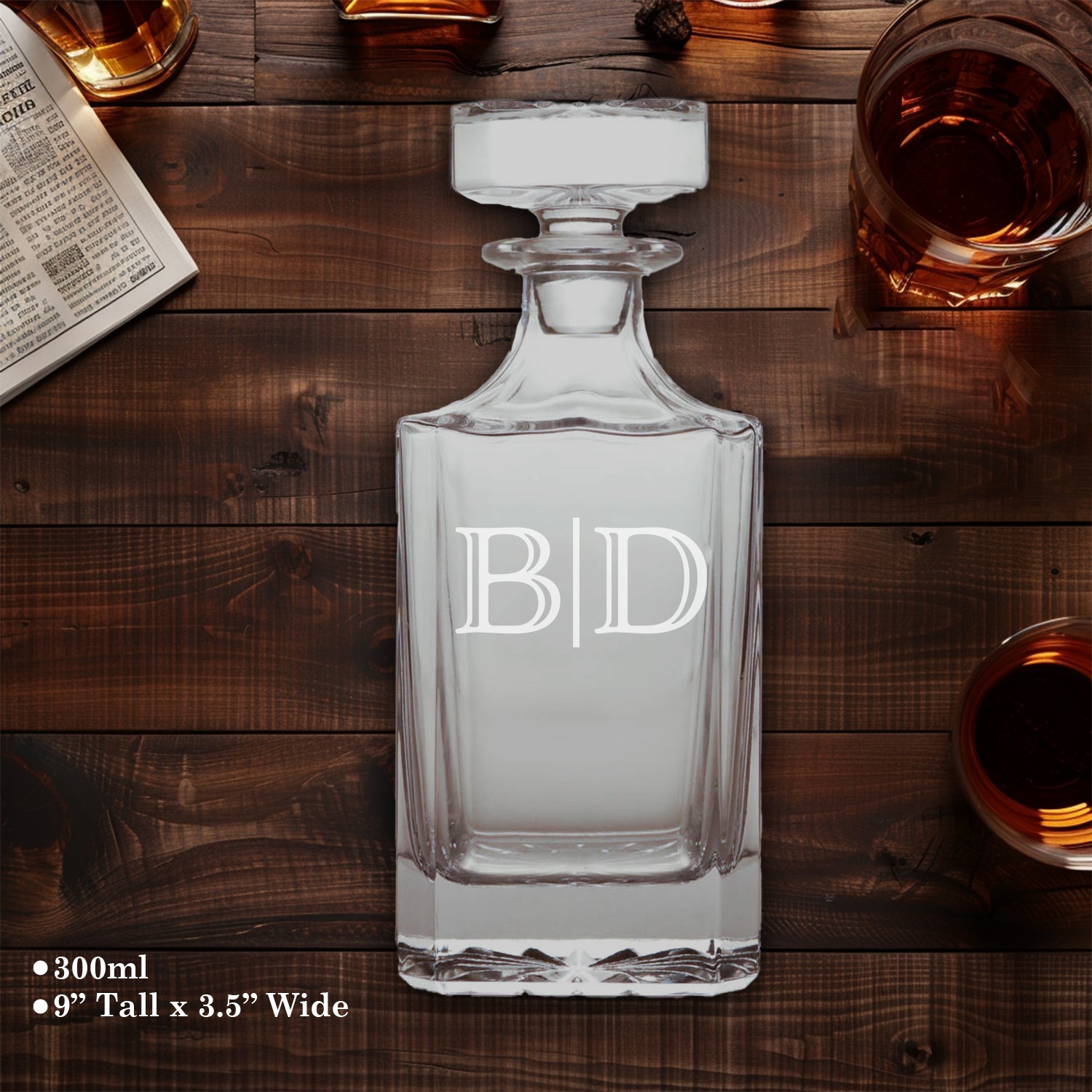 3 Piece Personalized Whiskey Decanter Set With Wooden Gift Box – Sonoma ...